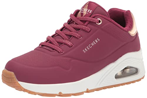 Skechers Women's UNO-Shimmer Away Sneaker, Burgundy, 7.5