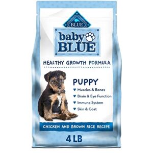 blue buffalo baby blue healthy growth formula natural puppy dry dog food, chicken and brown rice recipe 4-lb