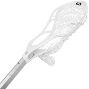 STX Lacrosse Stallion 200 Boys Complete Stick with Mesh Pocket, Defense, White