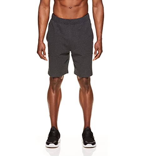 Gaiam Men's French Terry Yoga Shorts - Athletic Gym and Running Sweat Short with Pockets - Synergy Black Heather, Medium