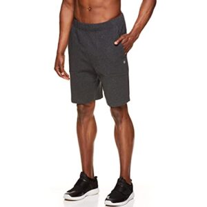 Gaiam Men's French Terry Yoga Shorts - Athletic Gym and Running Sweat Short with Pockets - Synergy Black Heather, Medium