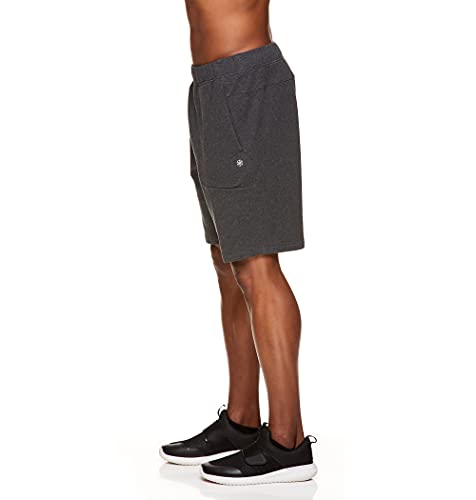 Gaiam Men's French Terry Yoga Shorts - Athletic Gym and Running Sweat Short with Pockets - Synergy Black Heather, Medium