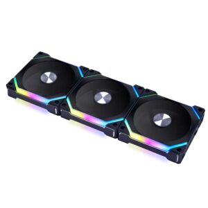 lian li uni fan sl v2 rgb revolutionized daisy-chain argb fan 120mm triple pack black sl120v2-3b