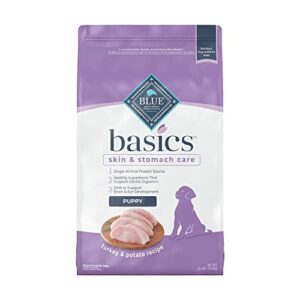 blue buffalo basics skin & stomach care, natural puppy dry dog food, turkey & potato 24-lb