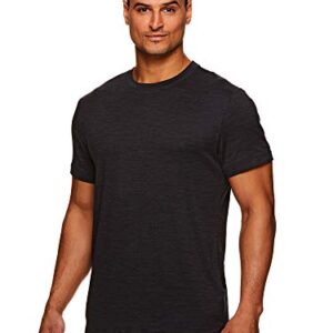 Gaiam Men's Everyday Basic Crew Neck T Shirt - Short Sleeve Yoga & Workout Top - Black Heather, Medium