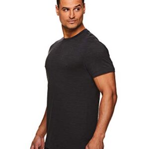 Gaiam Men's Everyday Basic Crew Neck T Shirt - Short Sleeve Yoga & Workout Top - Black Heather, Medium