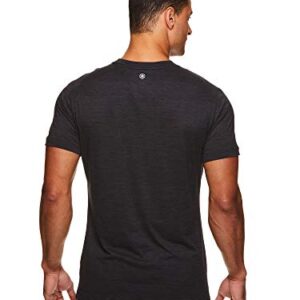 Gaiam Men's Everyday Basic Crew Neck T Shirt - Short Sleeve Yoga & Workout Top - Black Heather, Medium