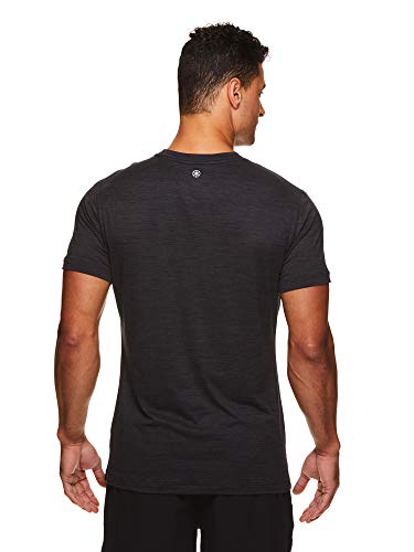 Gaiam Men's Everyday Basic Crew Neck T Shirt - Short Sleeve Yoga & Workout Top - Black Heather, Medium