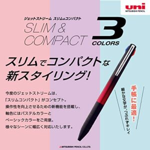 Uni Jetstream Slim Compact, 3 Colors Ballpoint Pen (Black, Red, Blue) 0.5mm, Bordeaux Body (SXE3JSS05.65)