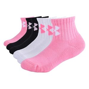 under armour girls multi pack quarter sock, light pink, 12-24 months us