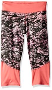 gaiam girls’ big lotus chibori capri pant, coral, 7/8