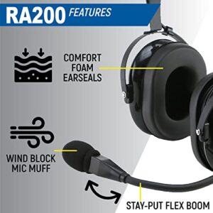 Rugged General Aviation Student Pilot Headsets for Flying Airplanes - Features Noise Reduction GA Dual Plugs Adjustable Headband and Free Headset Bag