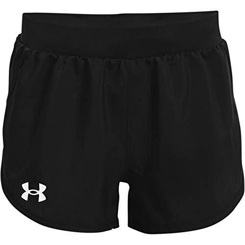 Under Armour Girls' Fly By Shorts , Black (001)/White , X-Large