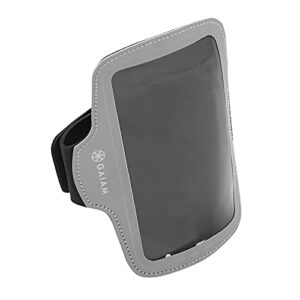 gaiam running arm band – clear window phone holder with airpods bag or keys pocket – for jogging, walking, and running, exercise & fitness – adjustable, moisture-wicking, and durable protection