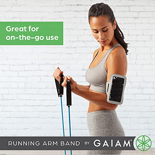 Gaiam Running Arm Band - Clear Window Phone Holder with AirPods Bag or Keys Pocket - for Jogging, Walking, and Running, Exercise & Fitness - Adjustable, Moisture-Wicking, and Durable Protection