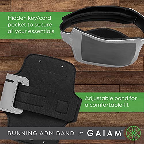 Gaiam Running Arm Band - Clear Window Phone Holder with AirPods Bag or Keys Pocket - for Jogging, Walking, and Running, Exercise & Fitness - Adjustable, Moisture-Wicking, and Durable Protection