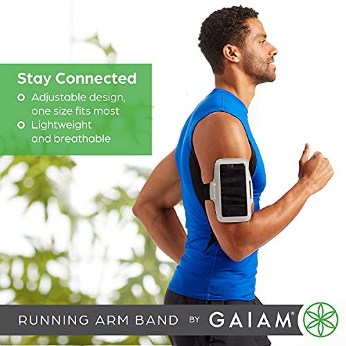 Gaiam Running Arm Band - Clear Window Phone Holder with AirPods Bag or Keys Pocket - for Jogging, Walking, and Running, Exercise & Fitness - Adjustable, Moisture-Wicking, and Durable Protection