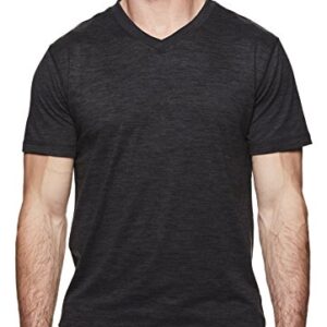 Gaiam Men's Everyday Basic V Neck T Shirt - Short Sleeve Yoga & Workout Top - Black Heather Everyday, Large