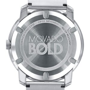 Movado Men's BOLD Thin Stainless Steel Watch with a Printed Index Dial, Silver (Model 3600260)