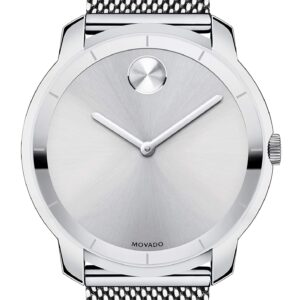 Movado Men's BOLD Thin Stainless Steel Watch with a Printed Index Dial, Silver (Model 3600260)