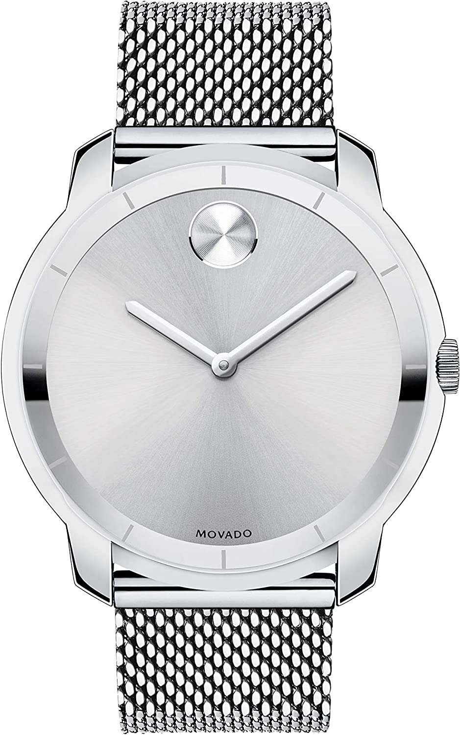 Movado Men's BOLD Thin Stainless Steel Watch with a Printed Index Dial, Silver (Model 3600260)