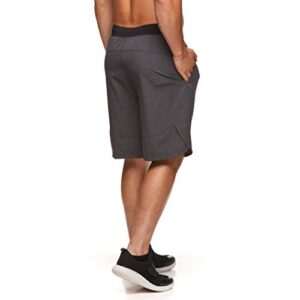 Gaiam Men's Yoga Shorts - Performance Heather Gym & Workout Short w/ Pockets - Karma Downward Dog Black Heather, Small