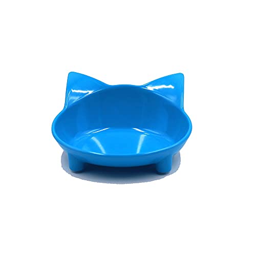 FUUIE Bowls for Food and Water Creative Cat Bowls Cute Cat-Shaped Anti-Slip Portable Food Feeding Tool Pets Feeder Drinking Water Outdoor Travel Single Bowl (Color : Blue)