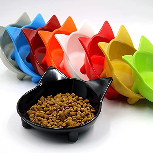 FUUIE Bowls for Food and Water Creative Cat Bowls Cute Cat-Shaped Anti-Slip Portable Food Feeding Tool Pets Feeder Drinking Water Outdoor Travel Single Bowl (Color : Blue)