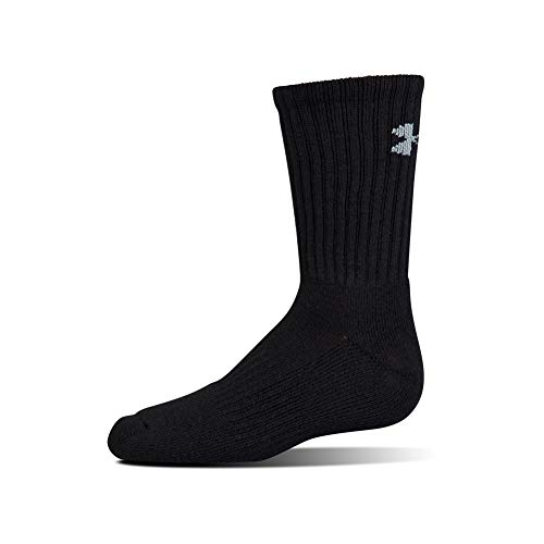 Under Armour Adult Charged Cotton Crew Socks, Multipairs , Black/Gray (6-Pairs) , Large