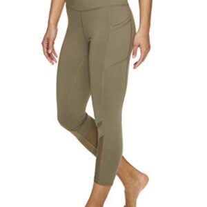 Gaiam Women's High Waisted Capri Yoga Pants - High Rise Compression Workout Leggings - Athletic Gym Tights - Dusty Olive Green, X-Small