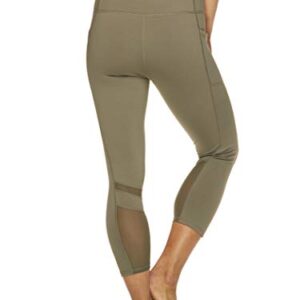 Gaiam Women's High Waisted Capri Yoga Pants - High Rise Compression Workout Leggings - Athletic Gym Tights - Dusty Olive Green, X-Small