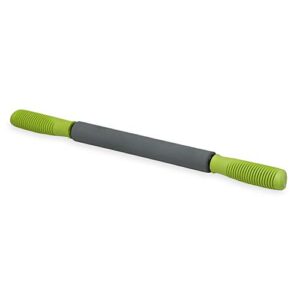 gaiam restore massage stick roller – 19″ foam cushioned performance hand held muscle massager | comfort grip handles | solid steel construction