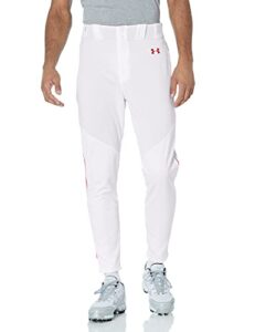 under armour men’s standard utility baseball striaght leg pant pipe 22, (103) white/red/red, medium