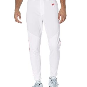 Under Armour Men's Standard Utility Baseball Striaght Leg Pant Pipe 22, (103) White/Red/Red, Medium