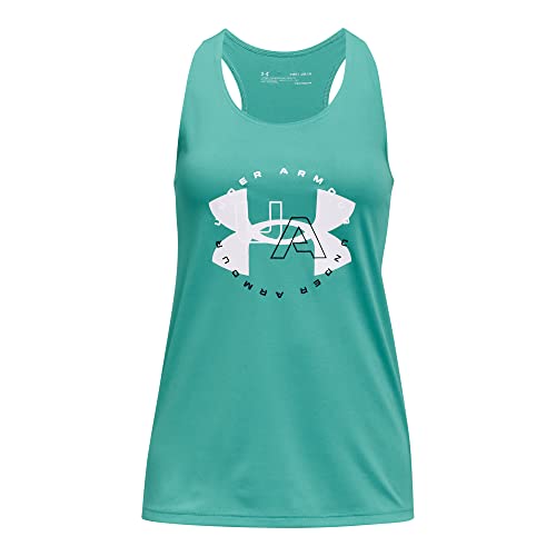 Under Armour Girls' Tech Big Logo Tank , Neptune (369)/Sea Mist , Youth Large