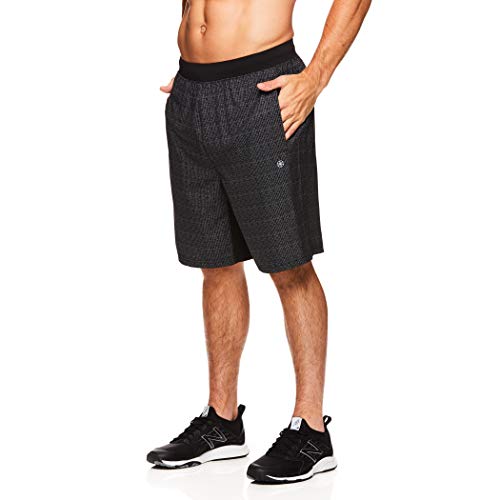 Gaiam Men's Yoga Shorts - Performance Heather Gym & Workout Short w/ Pockets - Somatic Black, Small