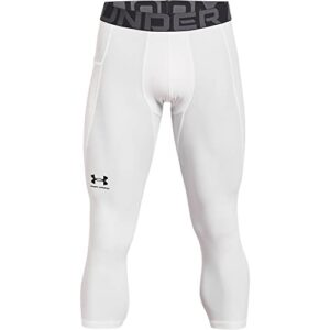 under armour men’s armour heatgear 3/4 leggings , white (100)/black , large