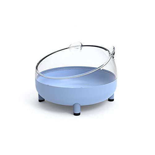 FUUIE Bowls for Food and Water Bowl Stainless Steel Neck Protection Transparent Round Water Bowl for Pets (Color : Blue)