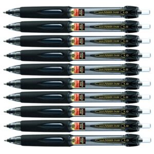 uni sn200pt10.24 power tank retractable ballpoint pen, 1.0mm, black ink, pack of 10