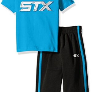 STX Boys' Big Boys' 2 Piece T-Shirt and Fleece Pant, Black/Turquoise, 12