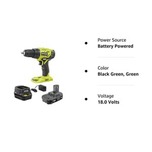 Ryobi P215K 18-Volt ONE+ Lithium-Ion Cordless 1/2 in. Drill/Driver Kit with (1) 1.5 Ah Battery and 18-Volt Charger