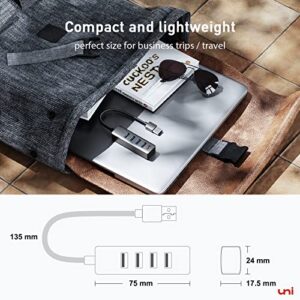 USB Hub, uni 4-Port Hight-Speed USB 3.0 Hub, Portable Aluminum USB Splitter Compatible with PC, Laptops, Mouse, Keyboard, Flash Drive, Mobile HDD, Car, and More.