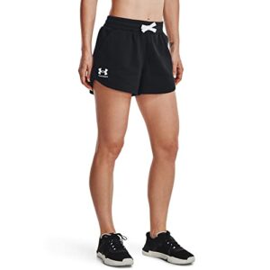 under armour womens rival fleece short , (001) black / / white , medium