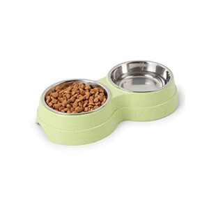 FUUIE Bowls for Food and Water Non-Slip Double Pet Bowls Household Food Water Feeder Cat Puppy Feeding Pet Supplies Dog Accessories Stainless Steel (Color : Blue)