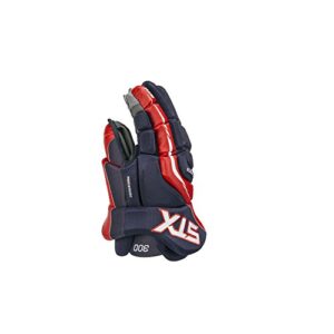 stx surgeon 300 junior ice hockey gloves, navy/red, 12″