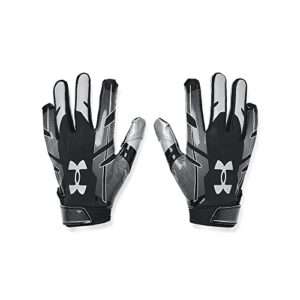 under armour boys’ youth f8 football gloves , black (001)/metallic silver , youth medium