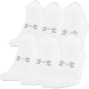 Under Armour Adult Training Cotton No Show Socks, Multipairs , White (6-Pairs) , Large