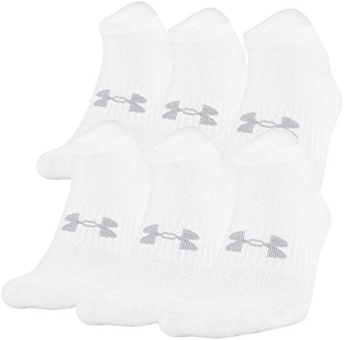 Under Armour Adult Training Cotton No Show Socks, Multipairs , White (6-Pairs) , Large