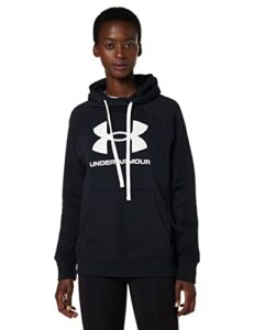 under armour women’s rival fleece logo hoodie , black (001)/white , medium