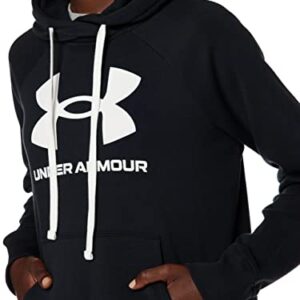 Under Armour Women's Rival Fleece Logo Hoodie , Black (001)/White , Medium